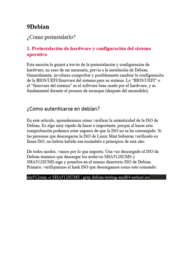 Guía de Preinstalación de Debian | PDF