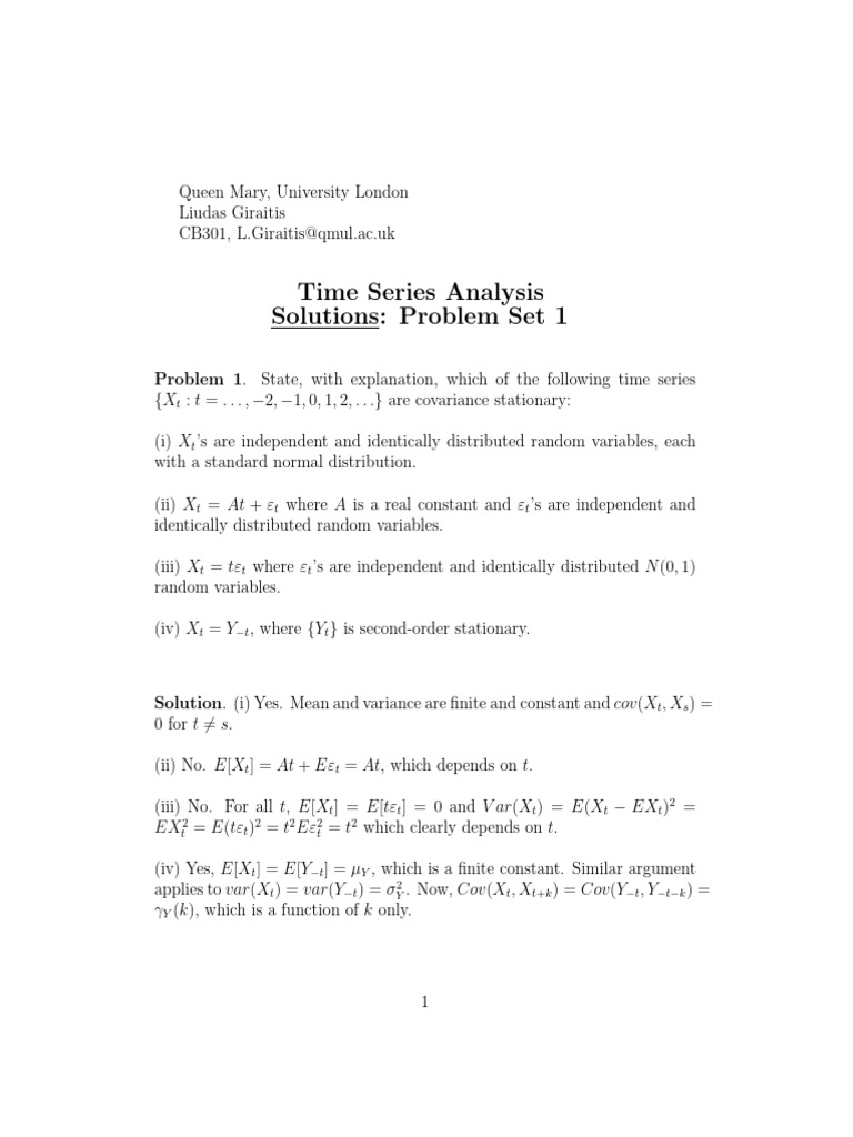Problem Set 1 Full Solutions | PDF | Normal Distribution | Variance