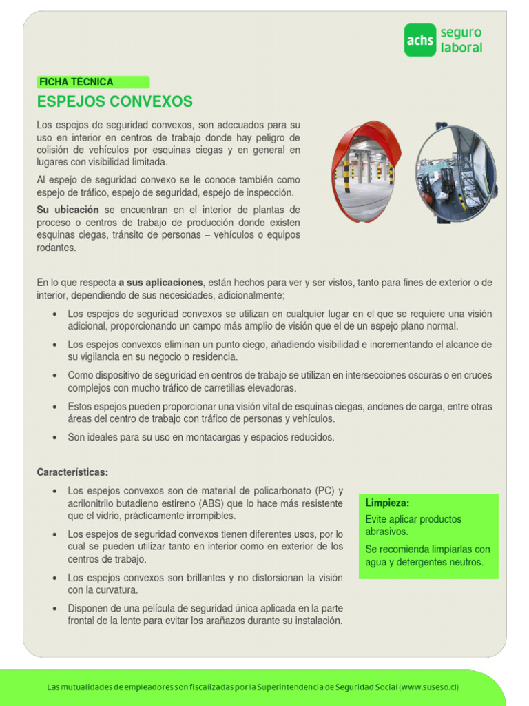 Ficha Técnica Espejos Convexos | PDF