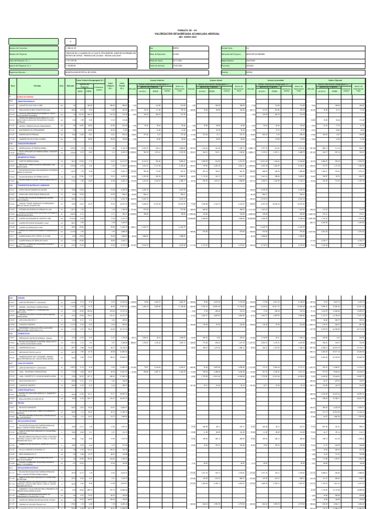 Formatos Oe en Excell Enero22 | PDF
