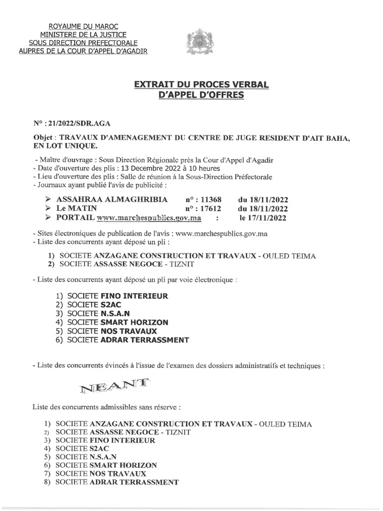 Extrait de PV 21-2022 | PDF