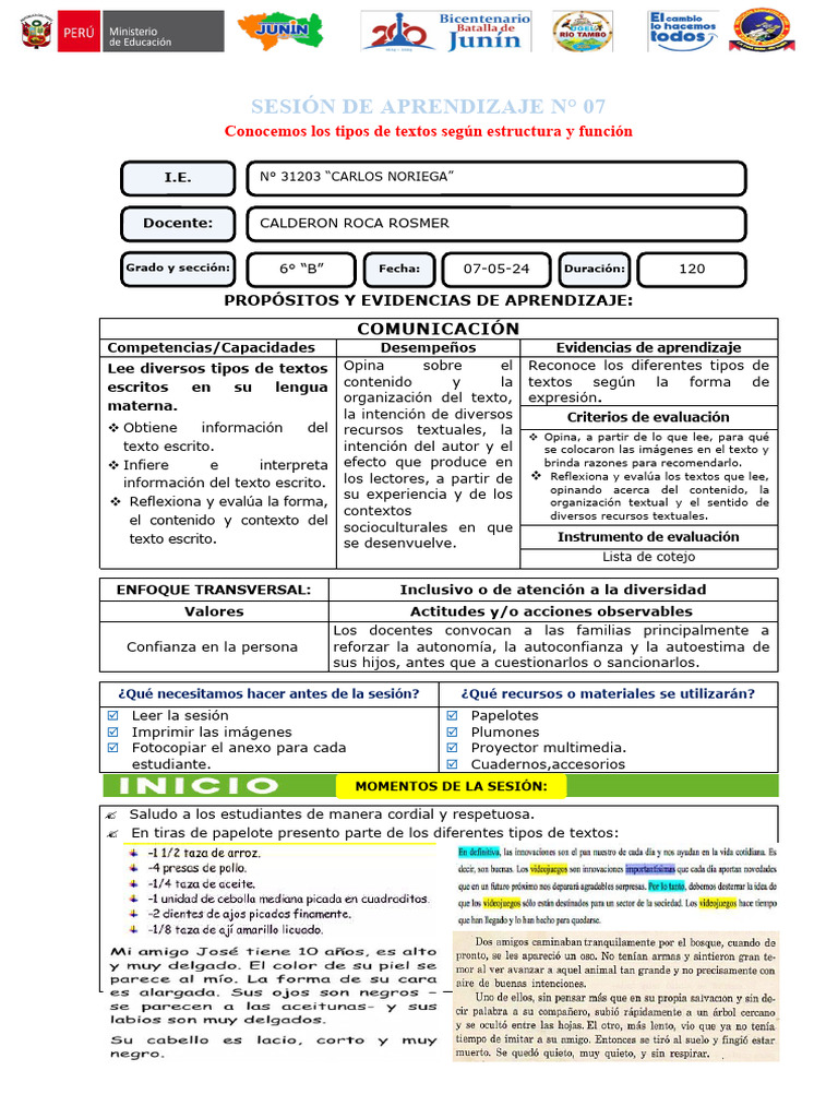 SESIÓN DE APRENDIZAJE N 07-05-24 Comu | PDF | Evaluación | Aprendizaje