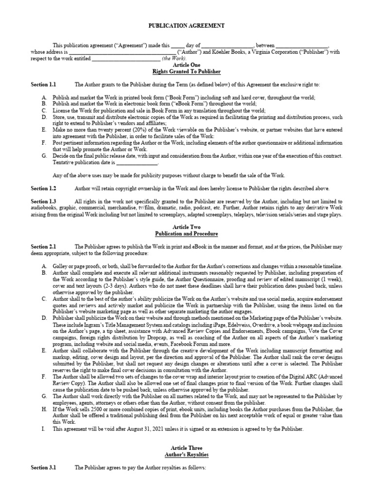 Sample Agreement | PDF | Publishing | Copyright