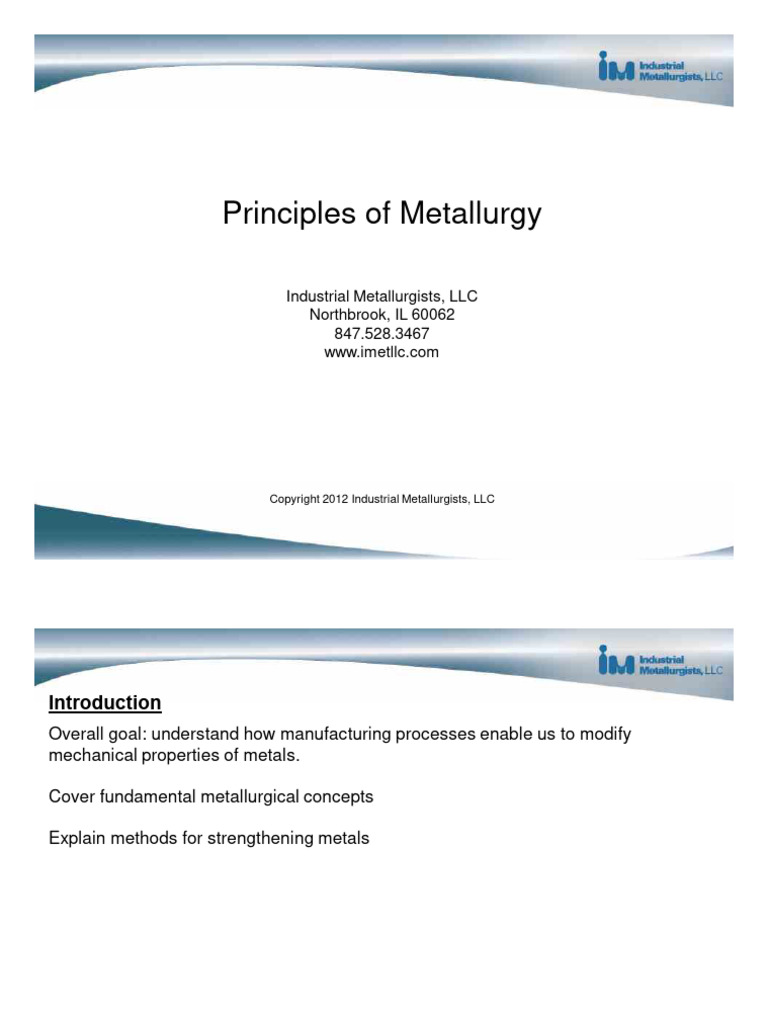Principles of Metallurgy Introduction | PDF | Metallurgy | Heat Treating