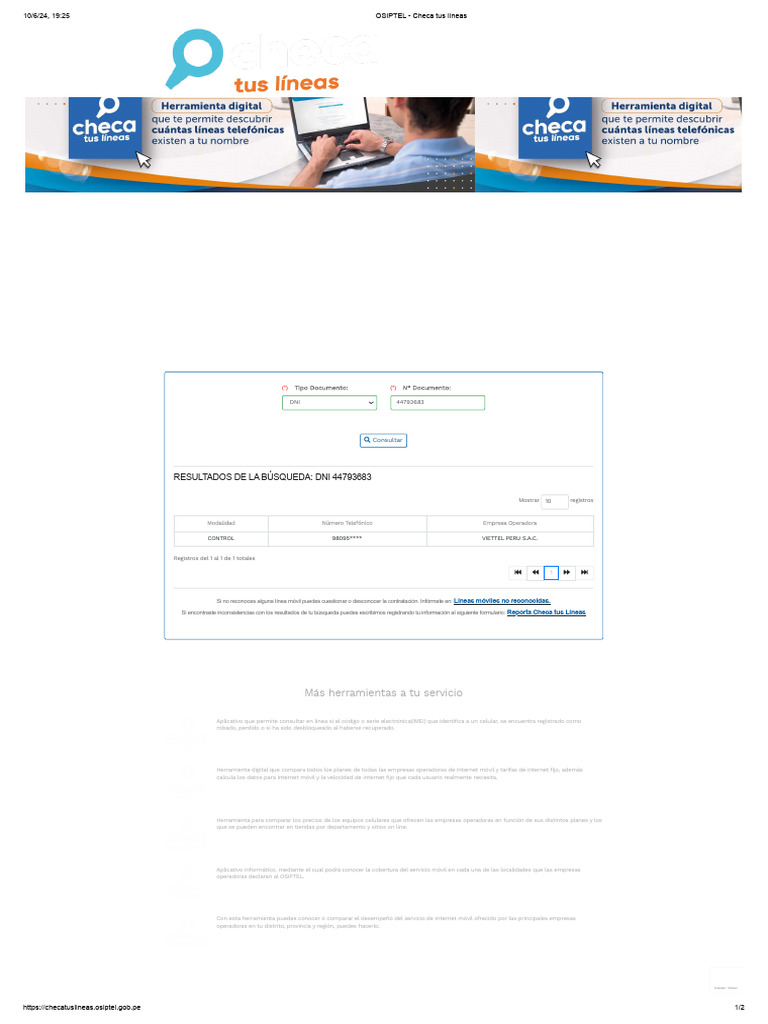 OSIPTEL - Checa Tus Líneas | PDF | Internet | Teléfonos móviles