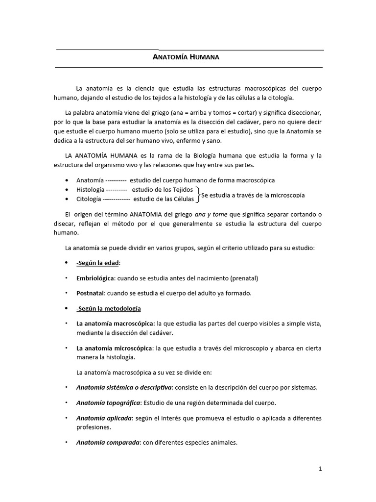 Introducción A La Anatomía Humana 2 Pdf Anatomía Morfología