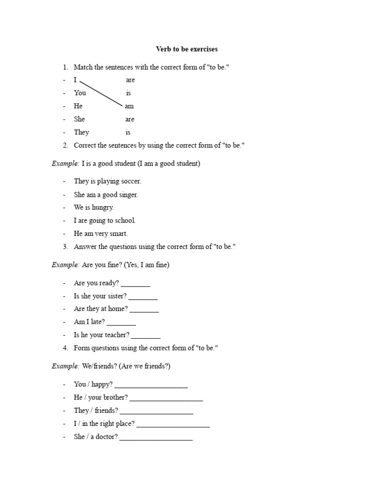 Verb To Be Exercises | PDF