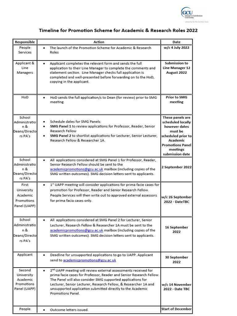 Appendix B Academic Promotions Timeline 2022 | Download Free PDF ...