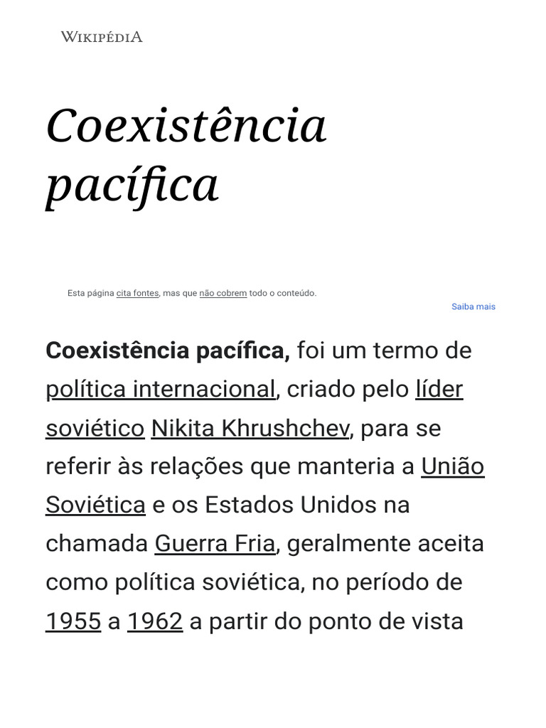 Coexistência Pacífica - Wikipédia, A Enciclopédia Livre | PDF | Estados ...