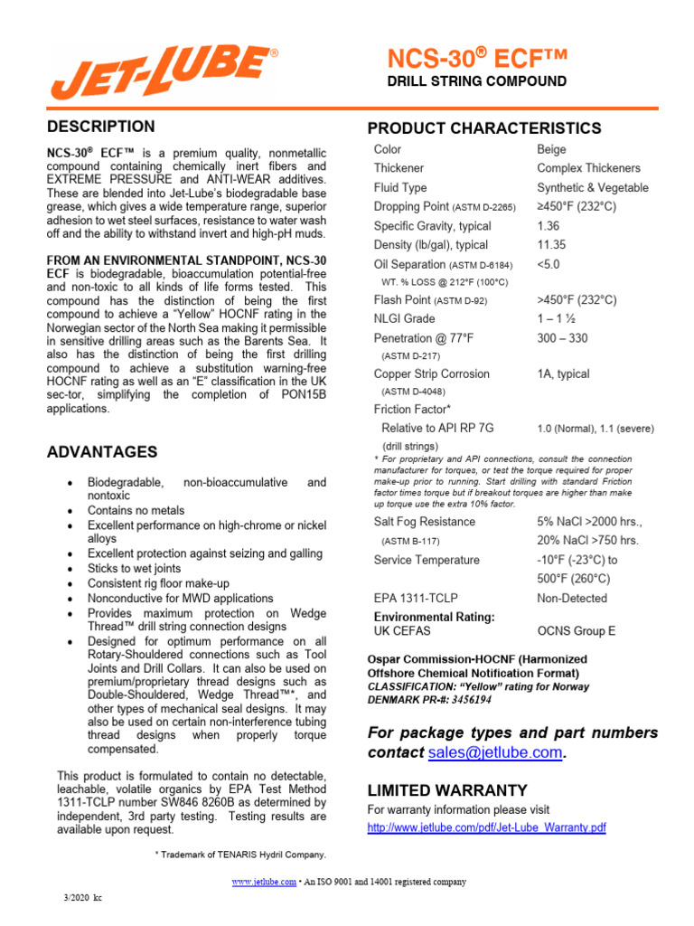 NCS-30 Jet Lube | PDF | Building Engineering | Materials
