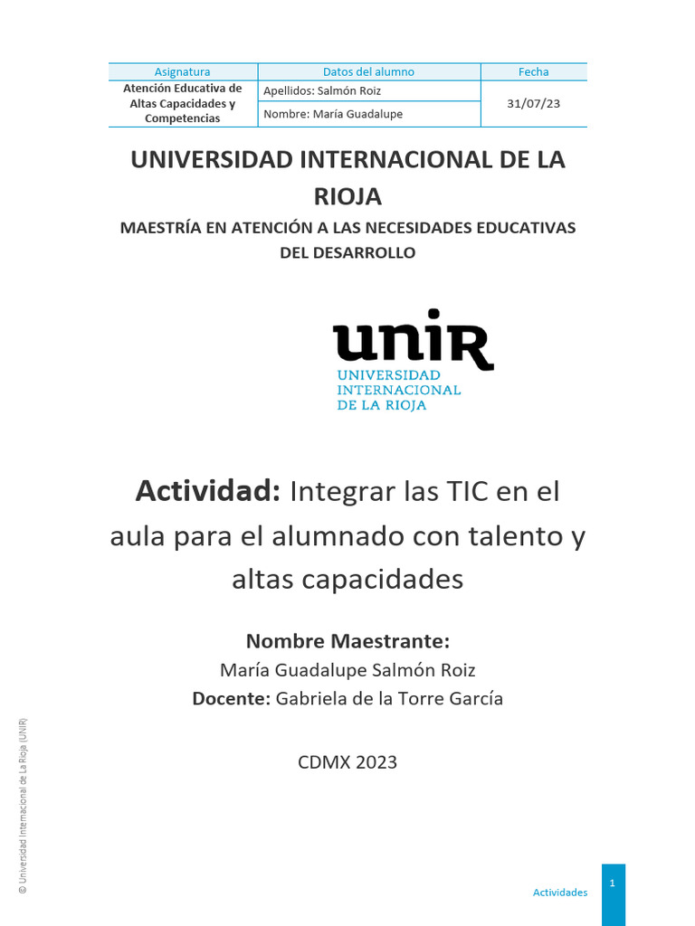 Planeación Utilizando Tics Para Altas Capacidades Pdf Plan De Estudios