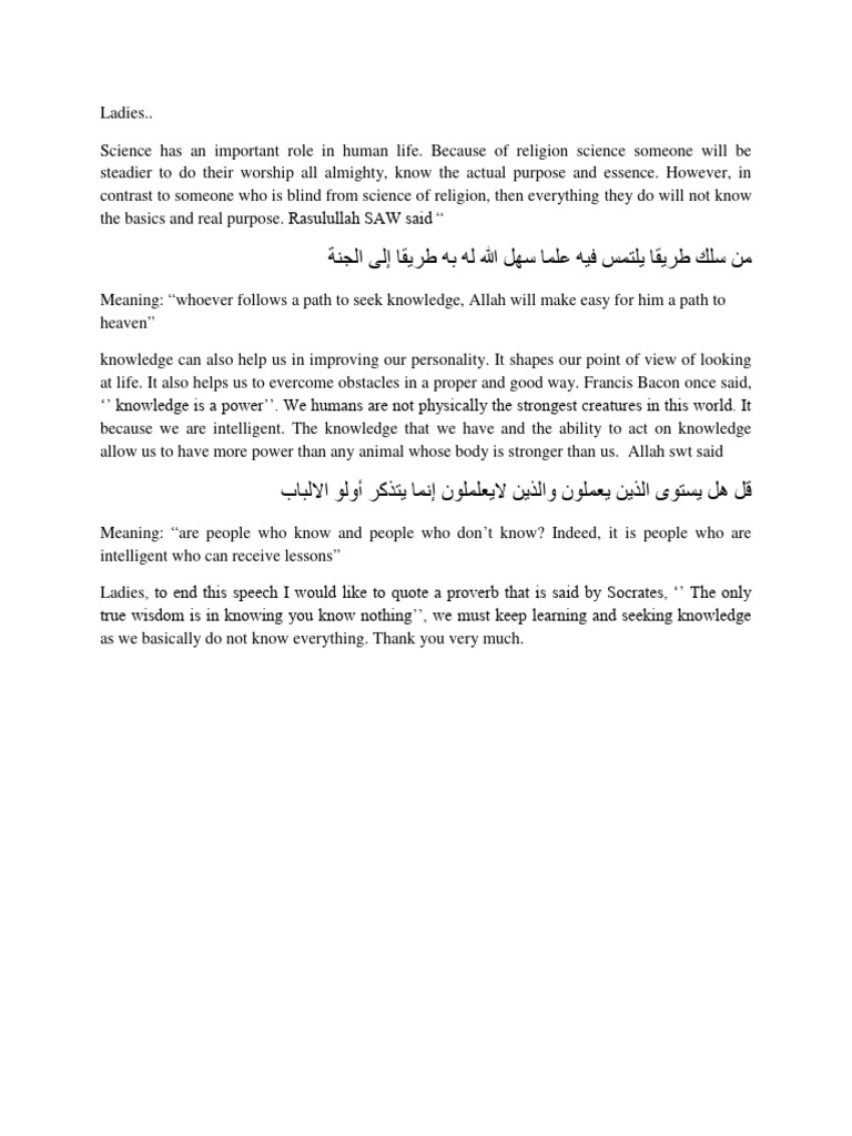 Pidato B Inggris | PDF | Religion & Spirituality