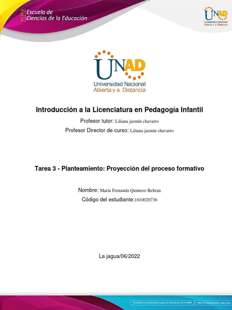 tarea-3-planteamiento-proyeccion-del-proceso-formativo | PDF | Pedagogía | Aprendizaje