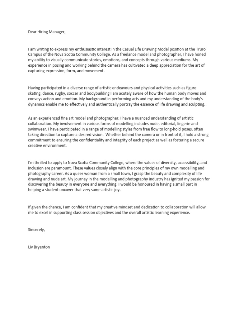 Cover Letter - Alivia Bryenton 2023 | PDF