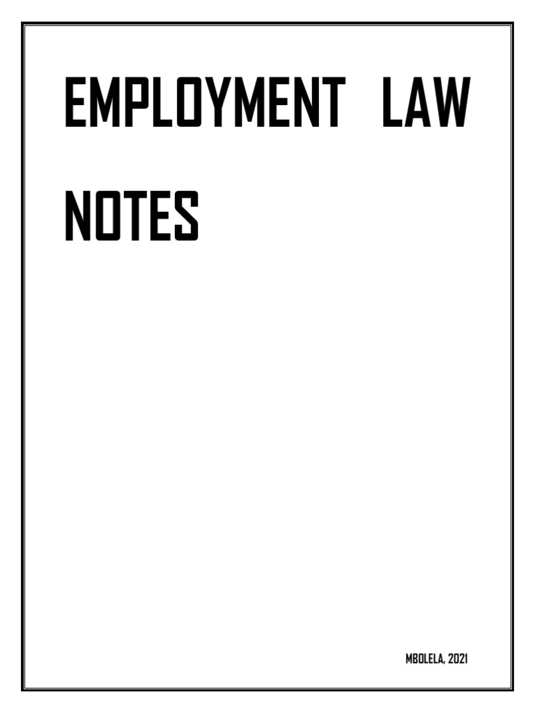 Employment Law Notes | PDF | Employment | Labour Law