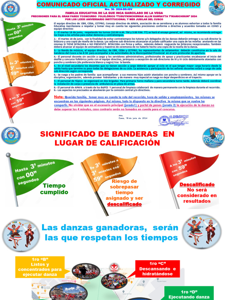 Comunicado 36-2024 IGV Plantilla Desfile de Danzas.-1 | PDF
