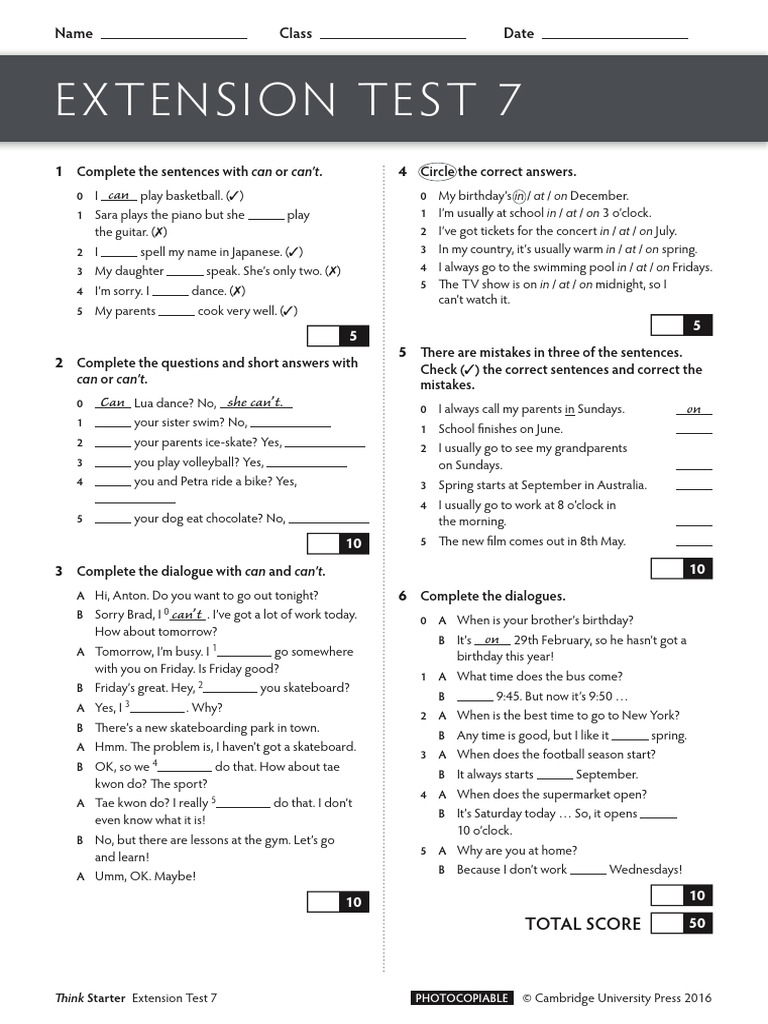 Unit 7 Extension Test | PDF