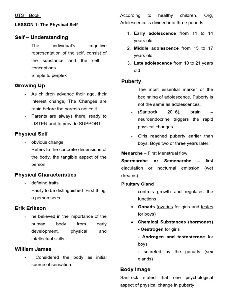 Self - Understanding: LESSON 1: The Physical Self | PDF | Human Sexuality | Sexual Arousal