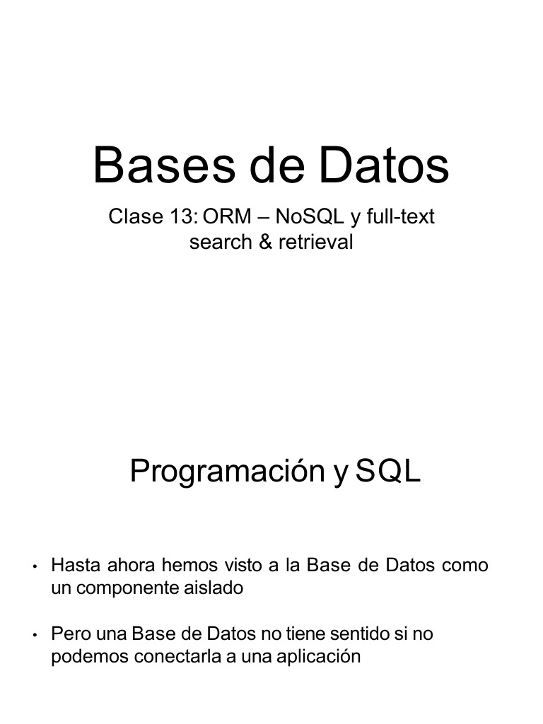 13 ORM - NoSQL + MongoDB y Full Text Search & Retrieval | PDF | No Sql ...