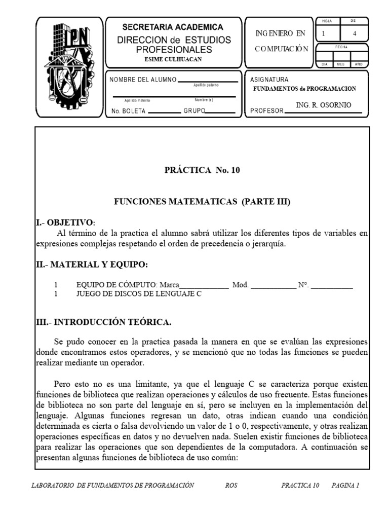 Practica 10 FP | PDF | Lenguaje de programación | Raíz cuadrada