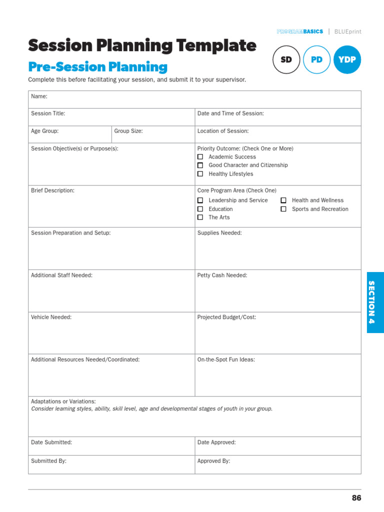 Session Planning Template ProgramBasics BLUEPrint WEB | PDF | Behavior ...
