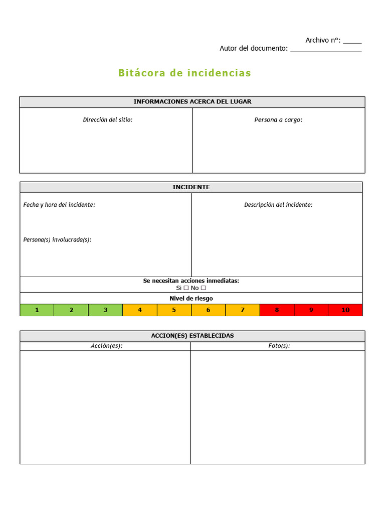 Bitácora de incidencias | PDF