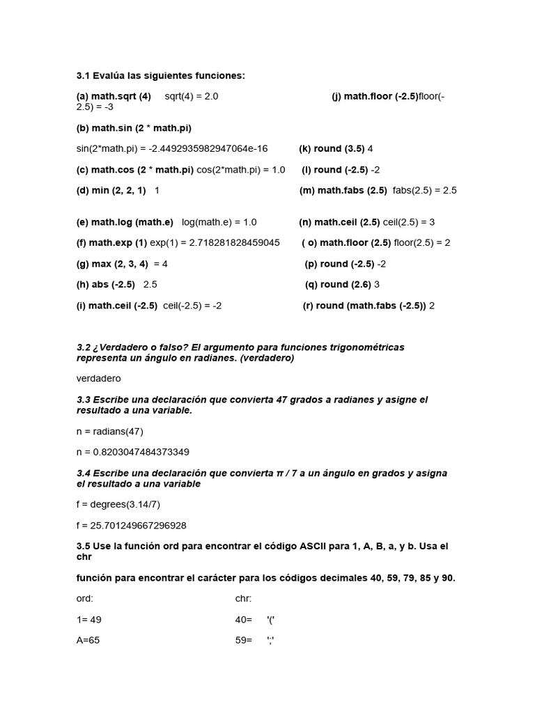 Evaluación de Funciones y Formato en Python | PDF | Objeto (informática) | Python (lenguaje de ...