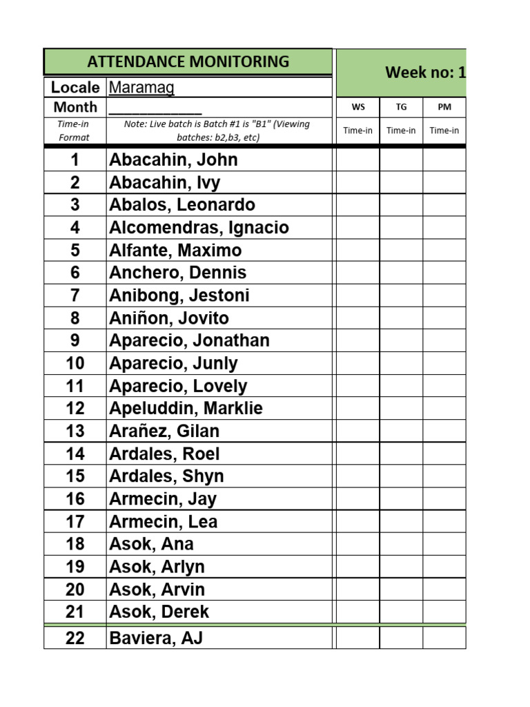 Attendance Sheet Template (2) | PDF