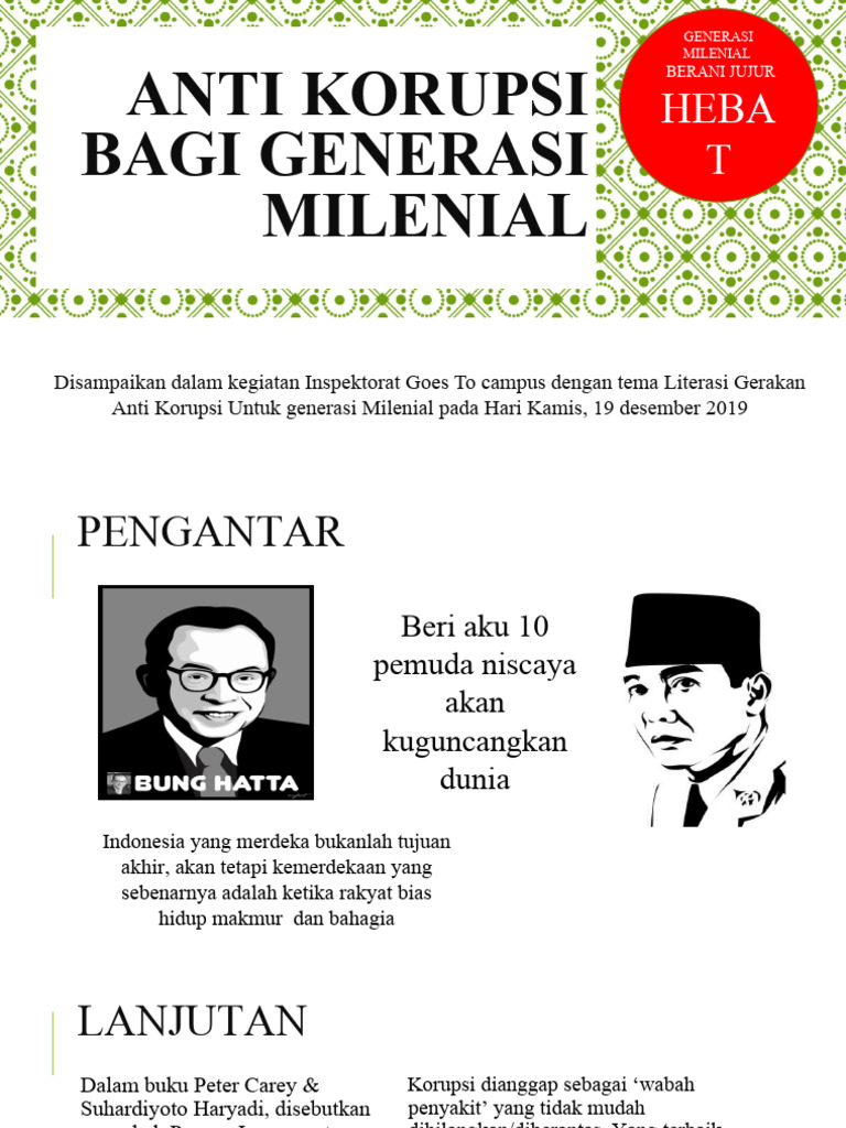 Urgensi Pendidikan Anti Korupsi Bagi Generasi Milenial | PDF
