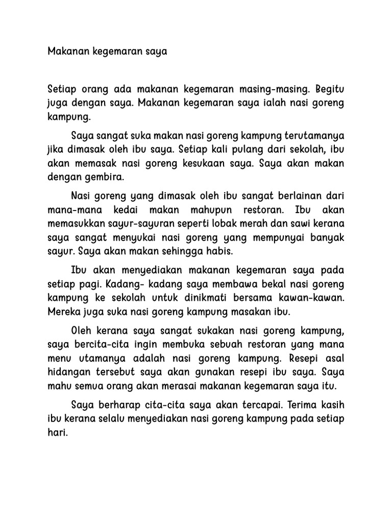 Karangan 1 - Makanan Kegemaran Saya | PDF