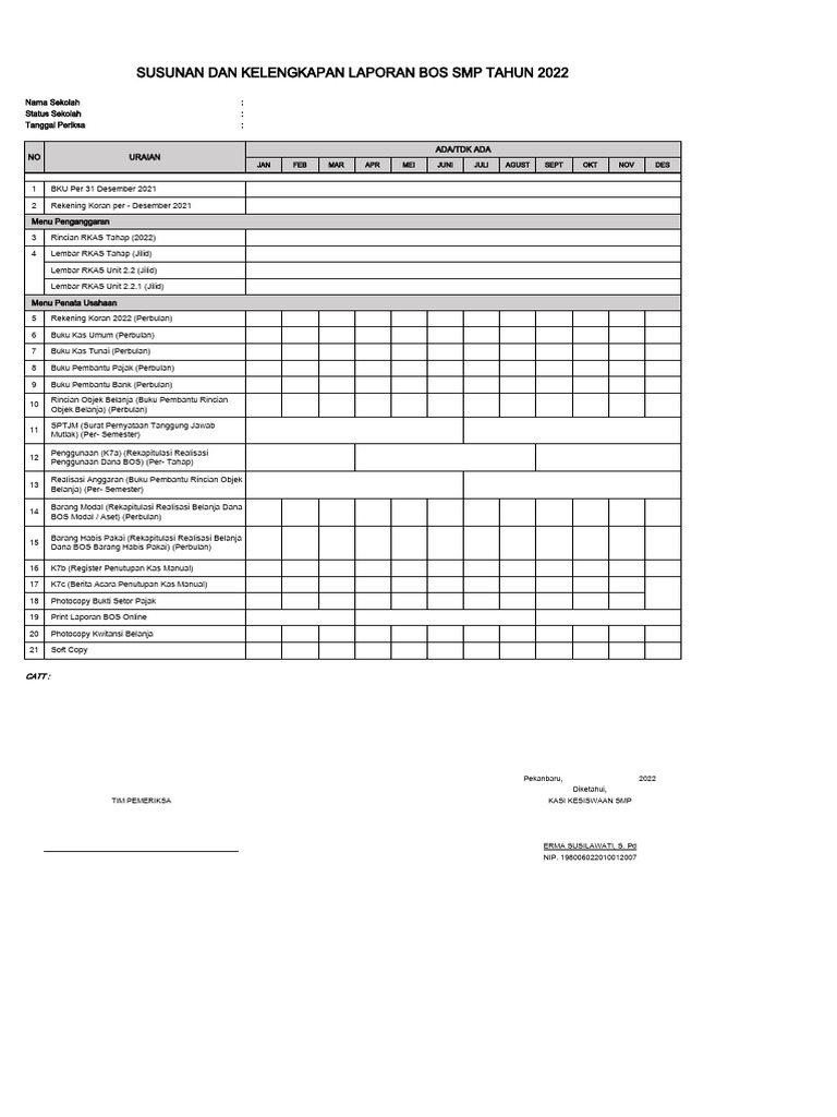 Daftar Cek List Tahun 2024 | PDF