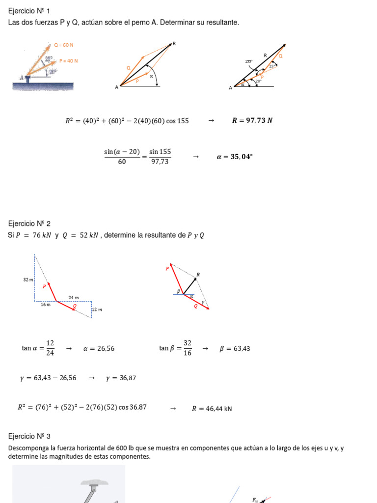 Clase 2 Ejercicios Operaciones Vectoriales | PDF