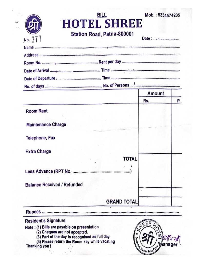 Hotel Bill | PDF
