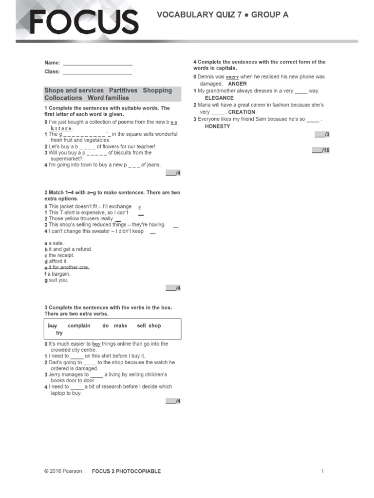 Vocabulary Unit 7 | Pdf