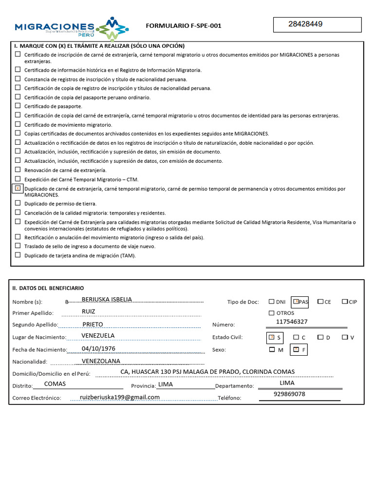 Formulario S-Spe-001 | Descargar gratis PDF | Documento de identidad ...