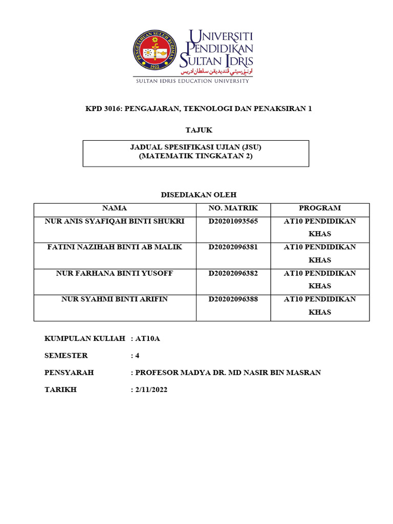 TUGASAN JSU Contoh | PDF