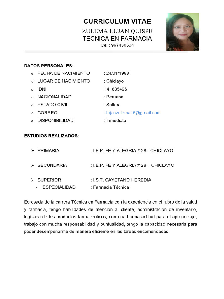 CURRICULUM VITAE Zulema | PDF