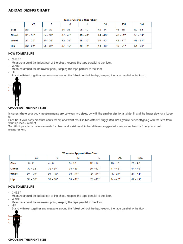 Adidas Sizing Chart | PDF | Waist | Clothing
