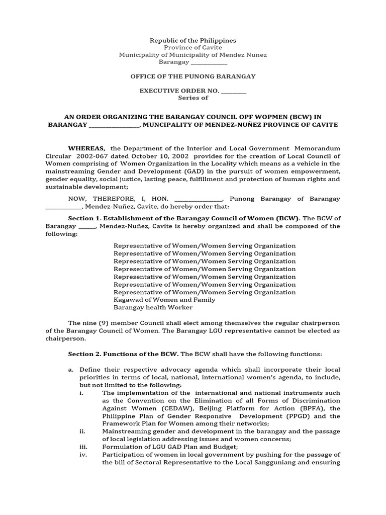 Organizing Barangay Council of Women | PDF | Gender And Development ...