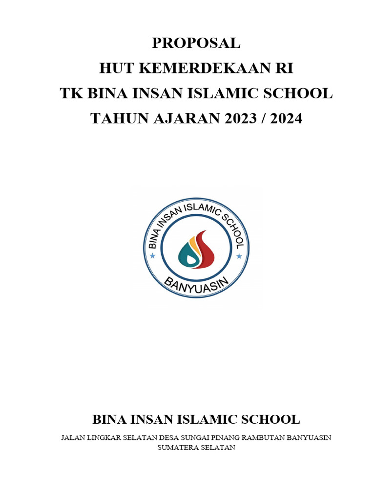 Proposal 17 Agustus TK Bina Insan Islamic School 2023 | PDF | Memasak ...