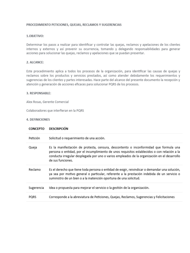 Procedimiento PQRS | PDF | Correo