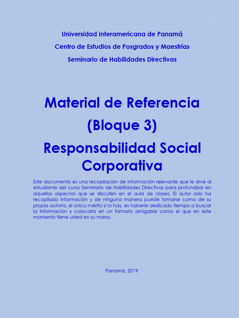 Material de Referencia (Bloque 3) Responsabilidad Social Corporativa (Versión 1) | PDF ...