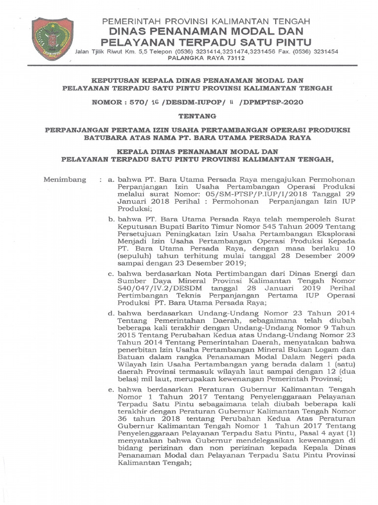2020-IUP OP BUPR - Perpanjangan I | PDF