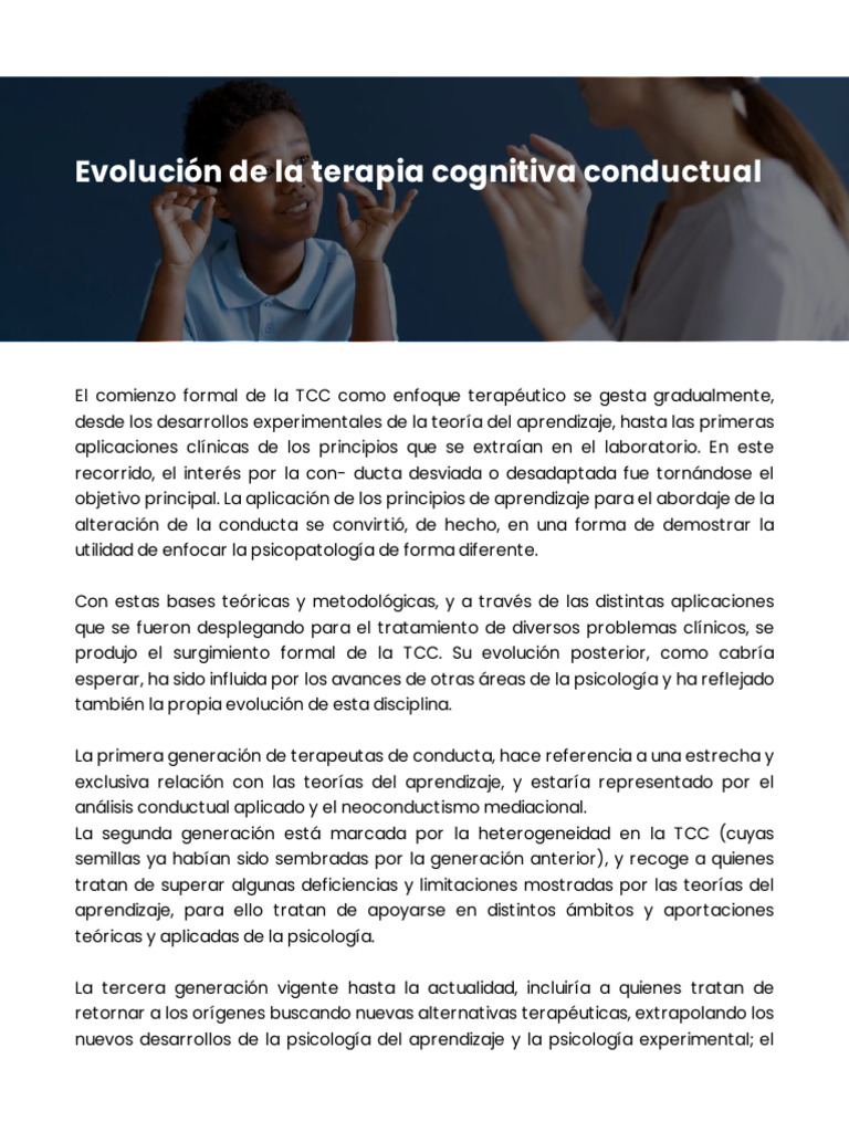 Evolucion De La Terapia Cognitiva Conductual Pdf Psicoterapia 6015