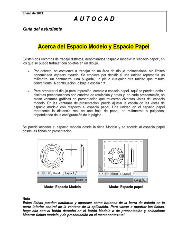 Acerca Del Espacio Modelo y Espacio Papel | PDF | Ventana (informática) | Dibujo