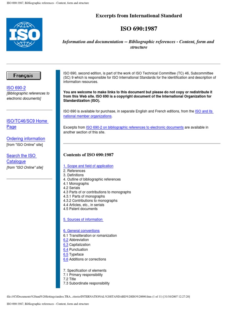 International Standard Iso-690 | PDF | Citation | International ...