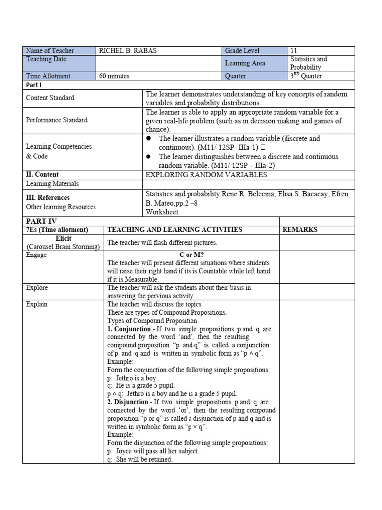 Final Lesson Plan | PDF | If And Only If | Learning