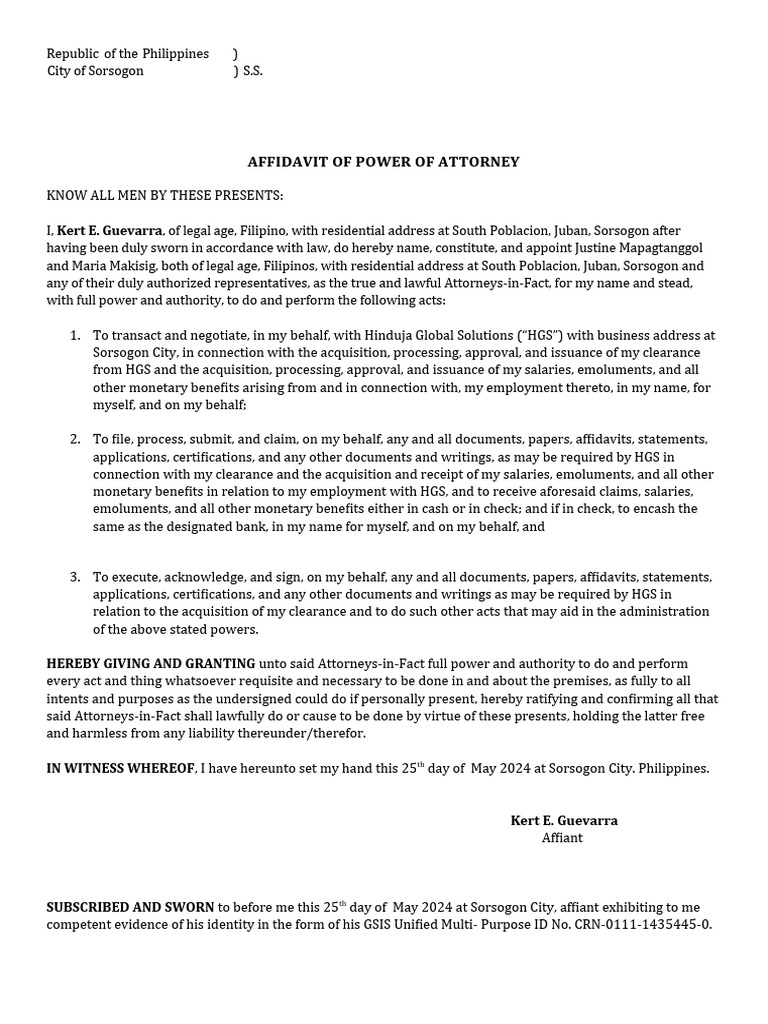 Affidavit Sample | Download Free PDF | Affidavit | Justice