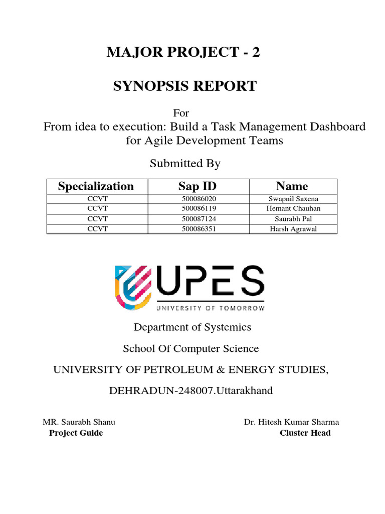 Major Project Synopsis | PDF | Agile Software Development | User Interface