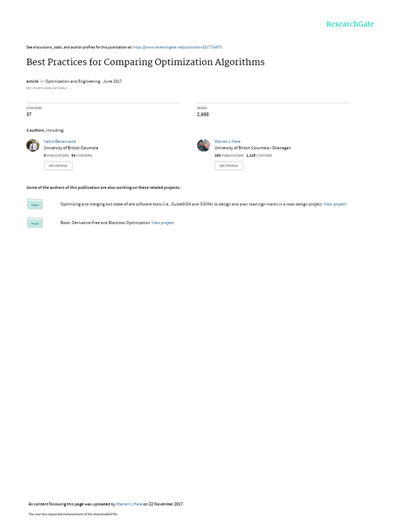 Best Practices For Comparing Optimization Algorith | PDF | Mathematical Optimization | Program ...